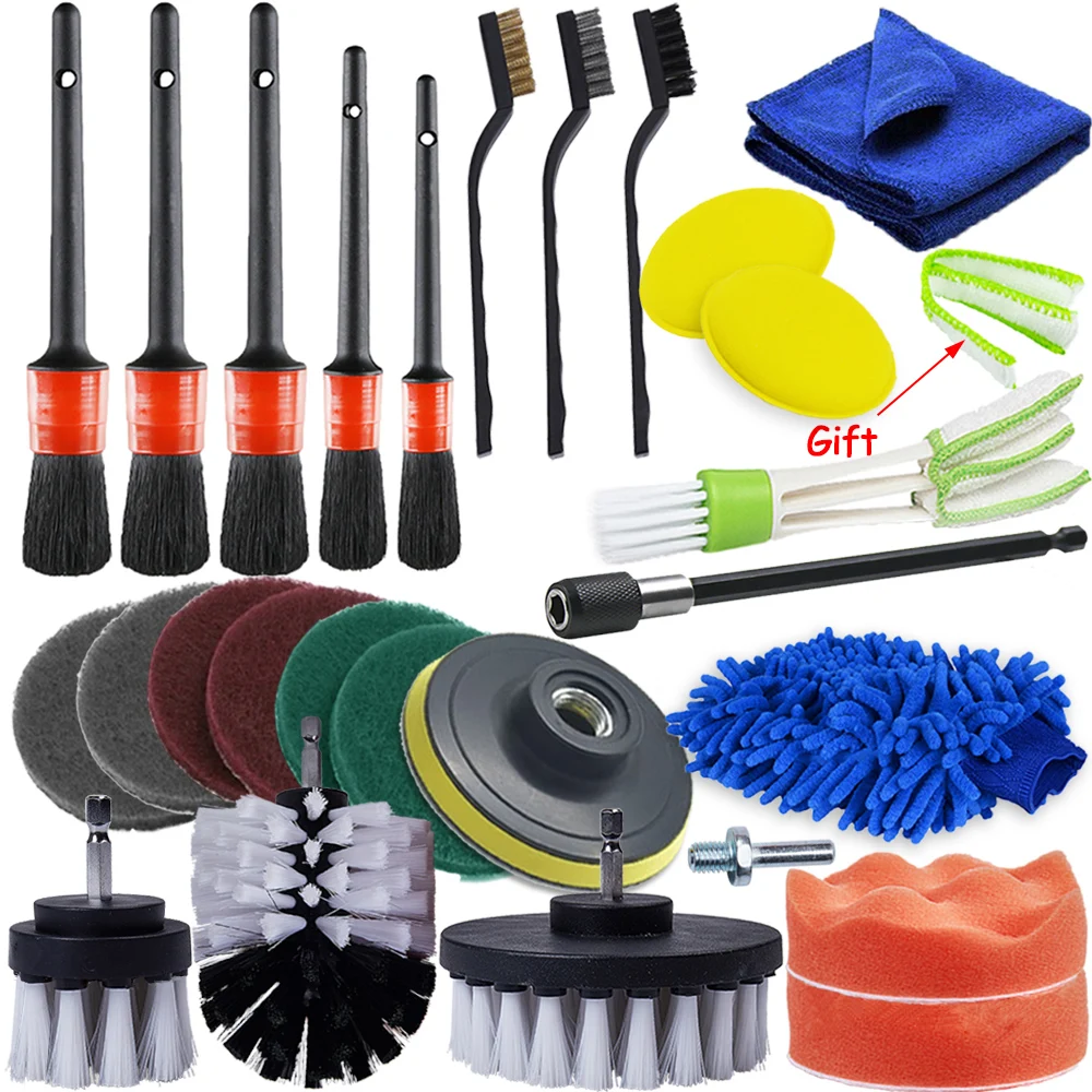 26-Pcs-Detail-Brush-Drill-Brushes-Set-For-Car-Wheel-Rim-Clean-Detailing ...