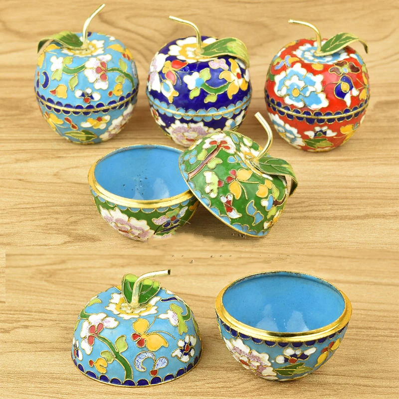 Apple Shape Chinese Cloisonne Filigree Decoration Jewelry Box Handmade ...