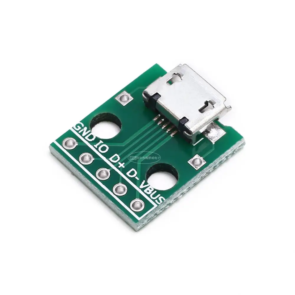 10pcs-MICRO-USB-To-DIP-Adapter-5pin-Female-Connector-B-Type-PCB ...