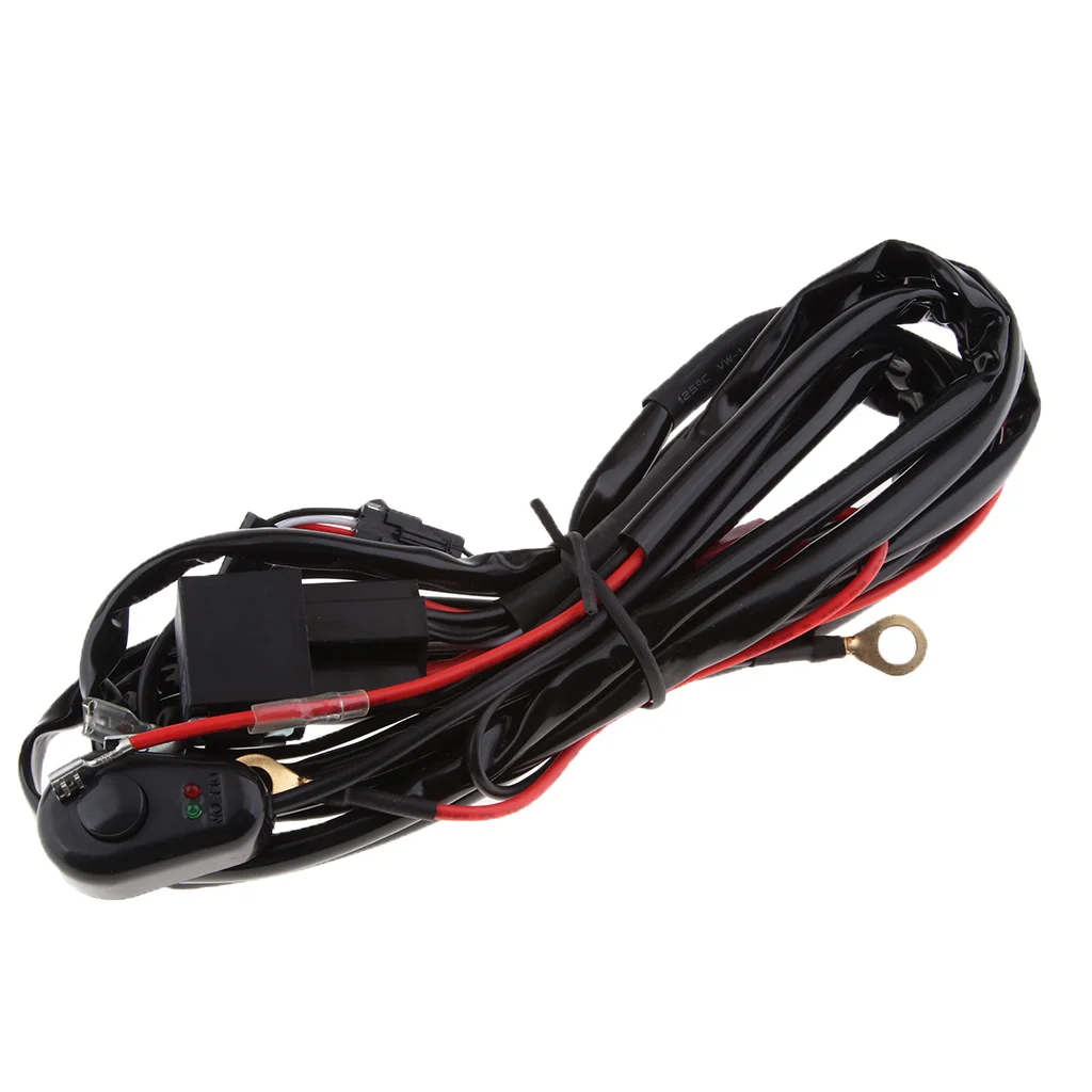 Universal LED Light Bar Wiring Harness Kit with Fuse Relay ON/OFF ...