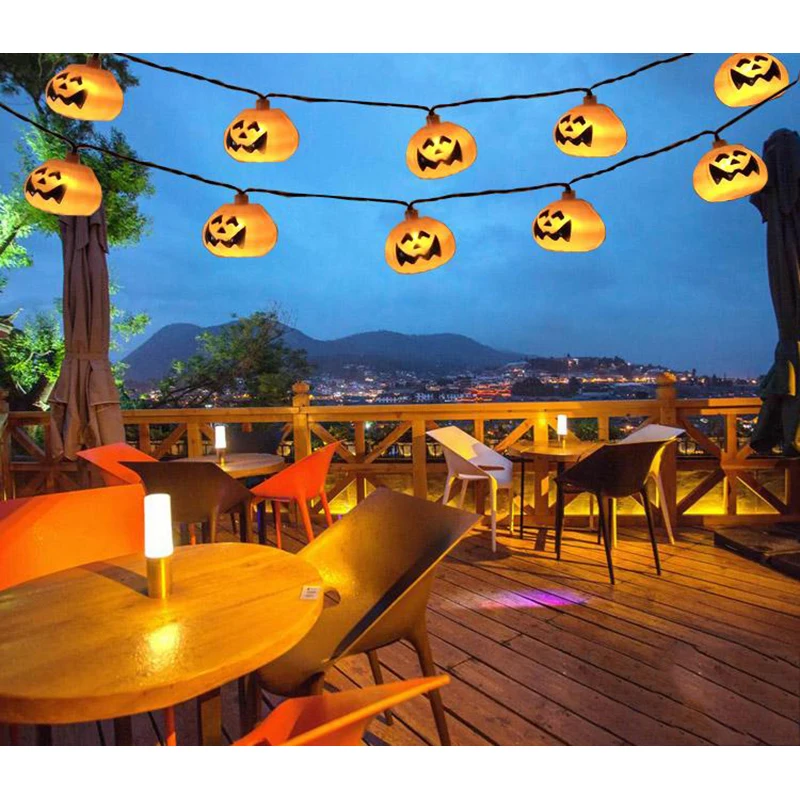 Halloween Solar String 3D LED Lights pumpkin String Lights Copper Wire ...
