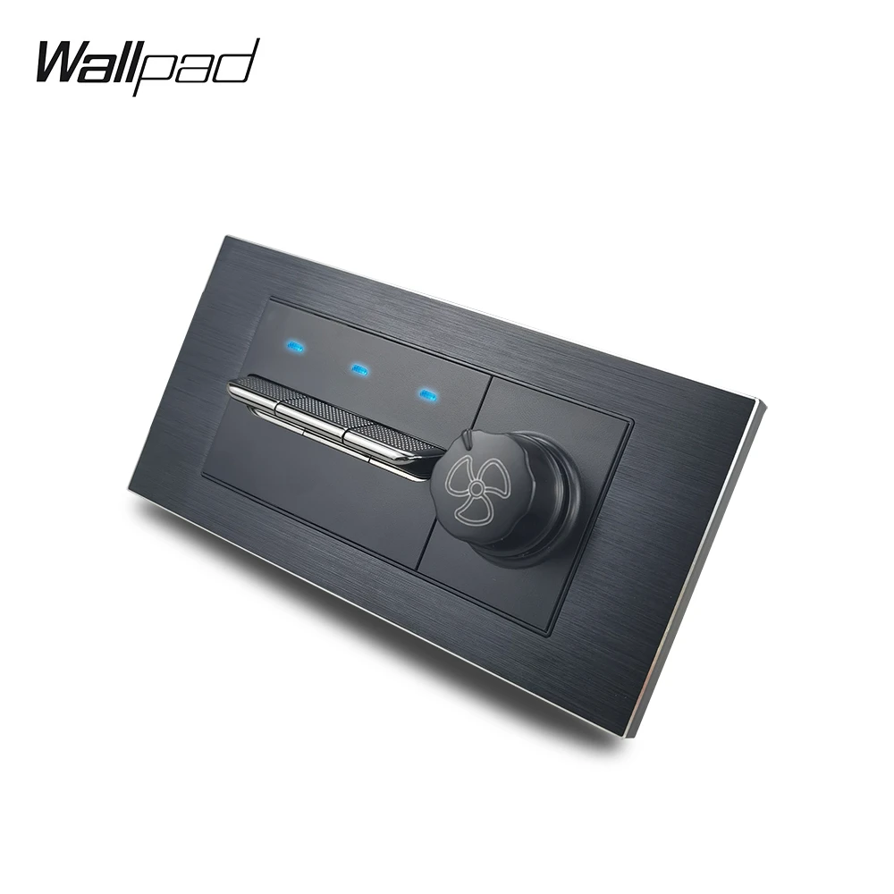 153*75mm 3 Gang Toggle Button and Fan Switch L3 Black Aluminum Button ...