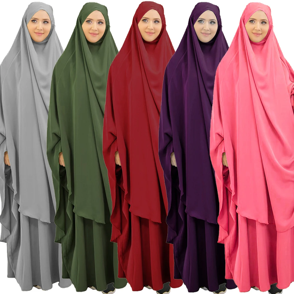 Islamic-Two-Piece-Prayer-Outfit-Muslim-Women-Abaya-Jilbab-Hijab-Dress ...