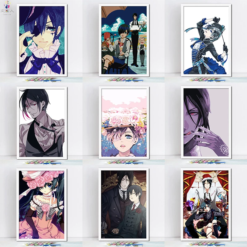 paint by number art painting by numbers anime black deacon series hand ...