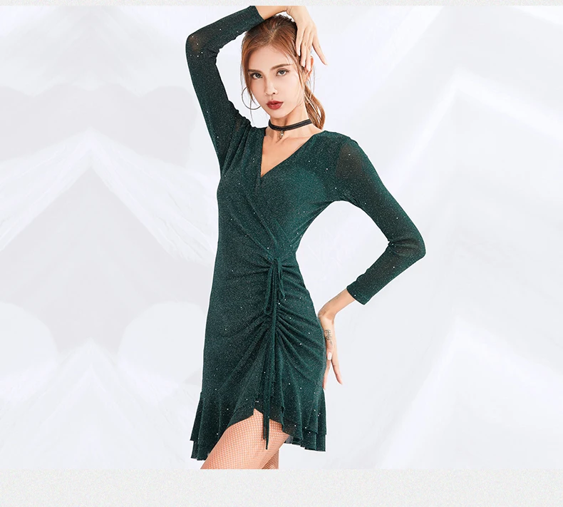 Новое латинское танцевальное платье с блестками, танцевальное платье ...