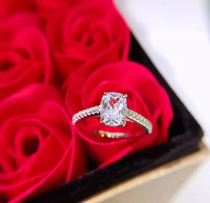 925-Sterling-Silver-Big-Oval-Crystal-rhinestone-Ring-geometric-Square ...