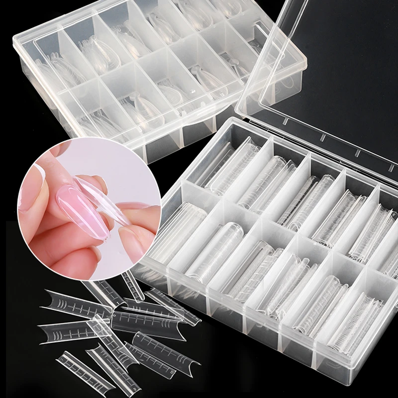 120pcs Uv Poly Nail Gel Poly Nail Gel Quick Building Mold Tips Nail Dual Forms Finger Extension ...
