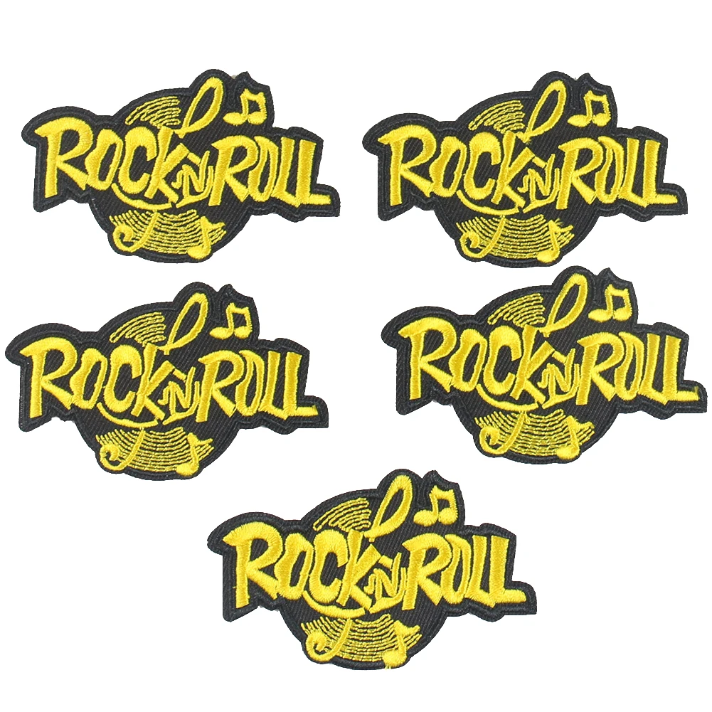 Parche de insignias Rock Roll para ropa, apliques bordados con letras ...