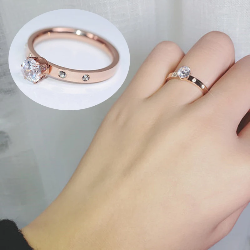 Love-Jewelry-Titanuim-Steel-Rose-Gold-Color-Ring-Crystal-Ring-For-Women ...