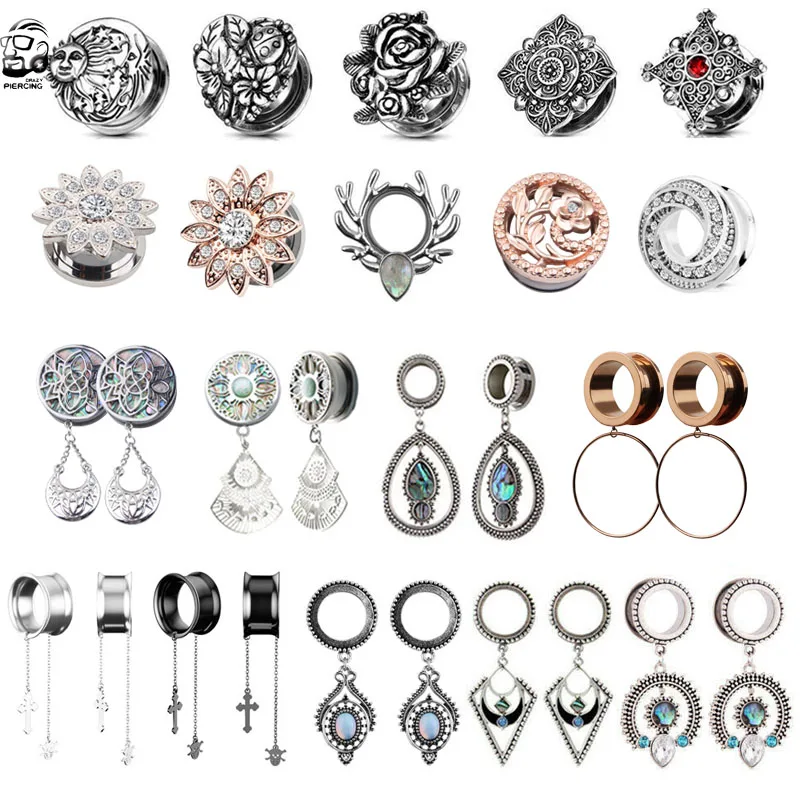 2pcs-Stainless-Flesh-Ear-Tunnel-Plugs-Anodized-Thread-Ear-Piercing ...