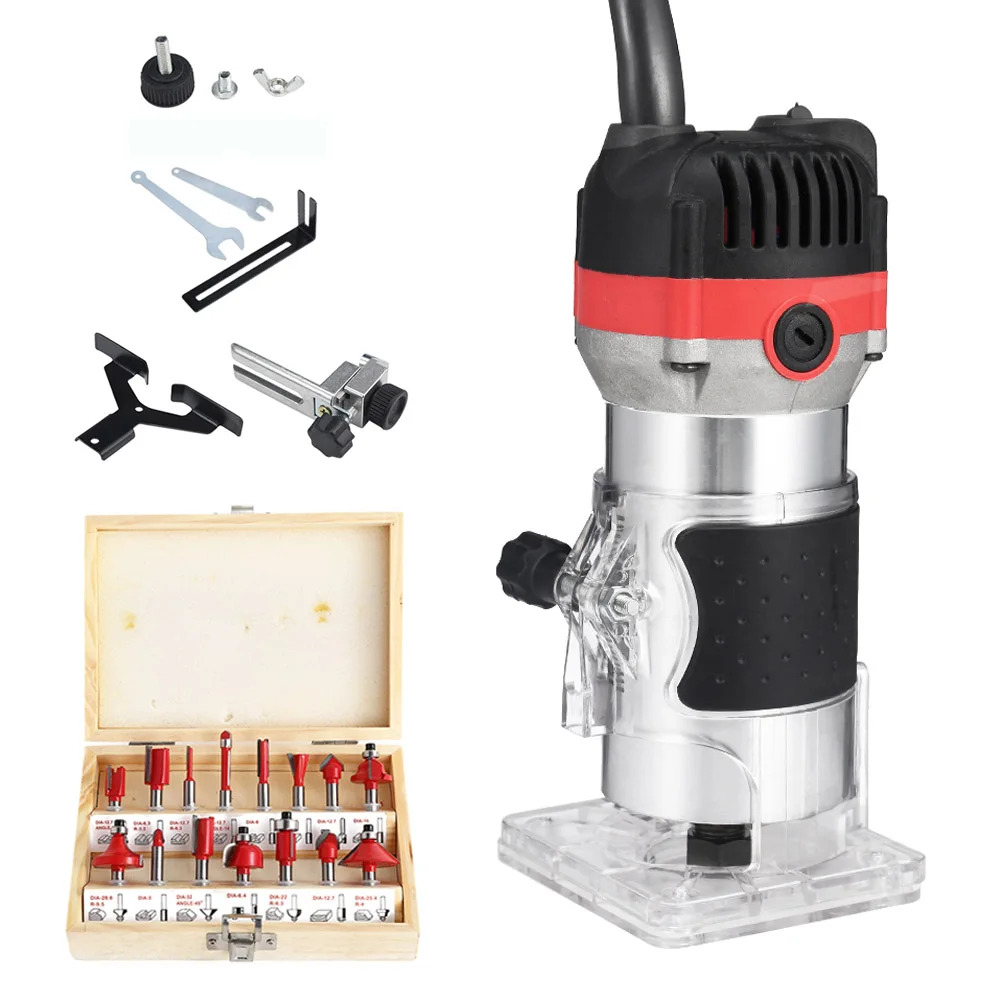 1200W 6.35mm Wood Router Electric Trimmer Engraving Slotting Trimming ...