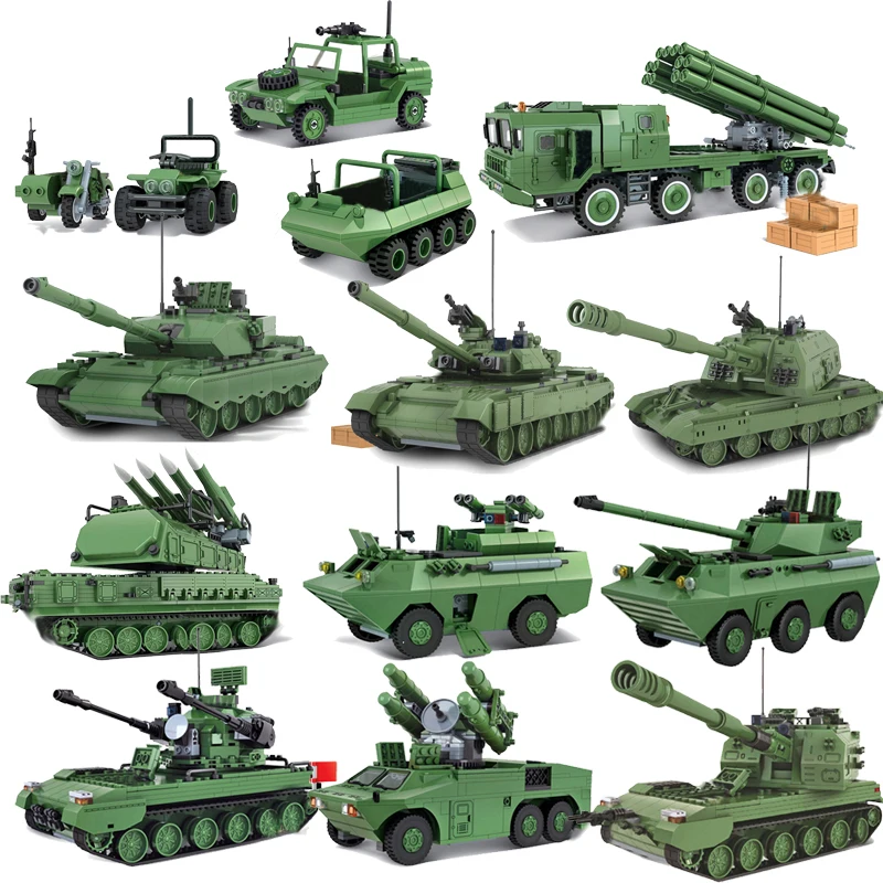 QWZ Large Panzer Tank Building Blocks Military Army Constructor Bricks ...