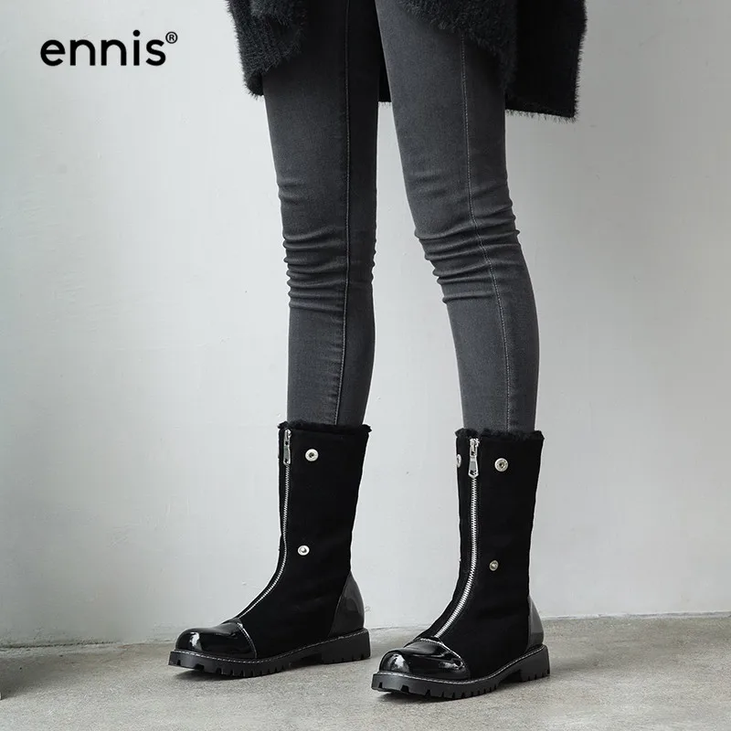 ENNIS/теплые зимние сапоги; женские ботинки из натуральной кожи ...
