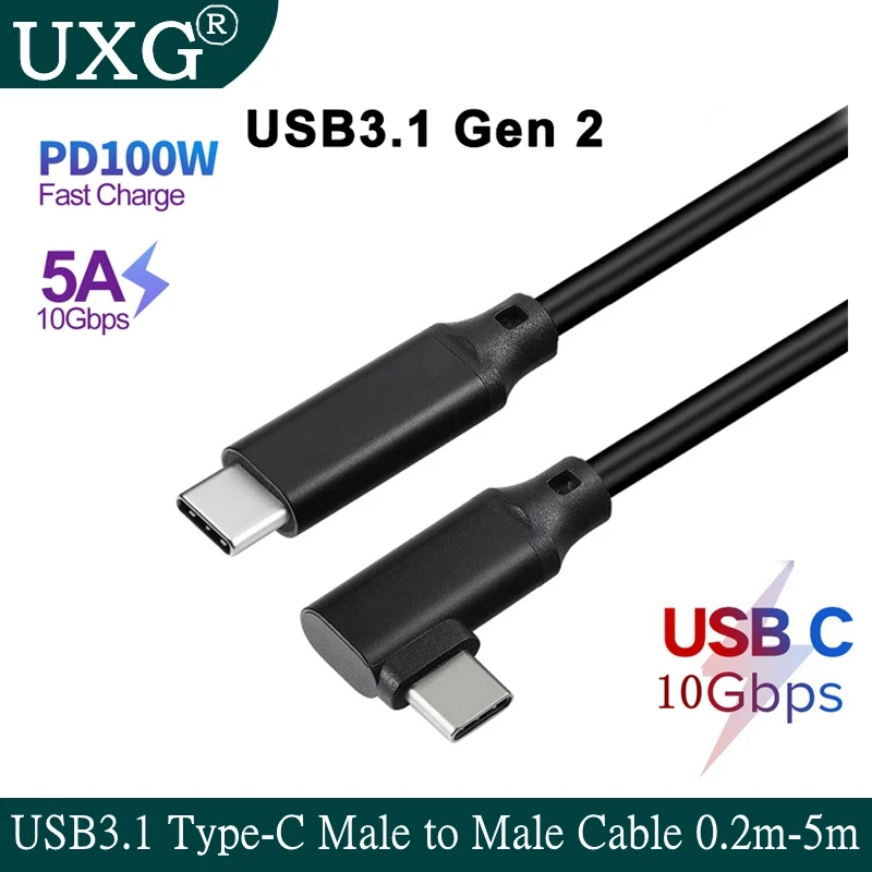 100W PD 5A Curved USB3.1 Type C Male Cable 1M 2M 5M 4K @60Hz 10Gbps USB ...