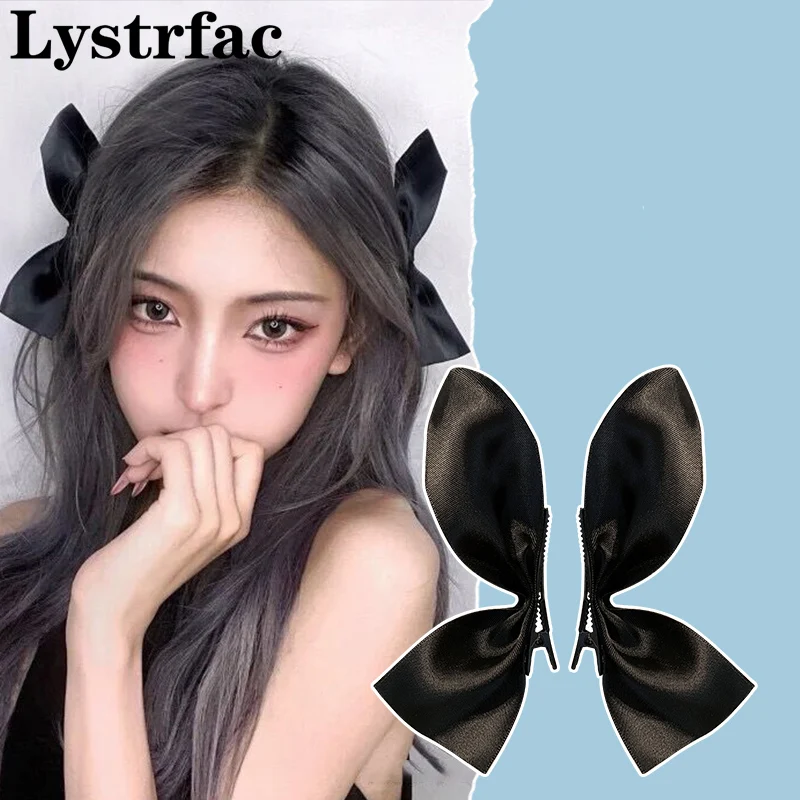 Lystrfac 여성용 나비 머리핀 귀여운 머리 장식 헤어그립 뒷머리 상단 클립 여성용 헤어 액세서리 한국 패션 2 개