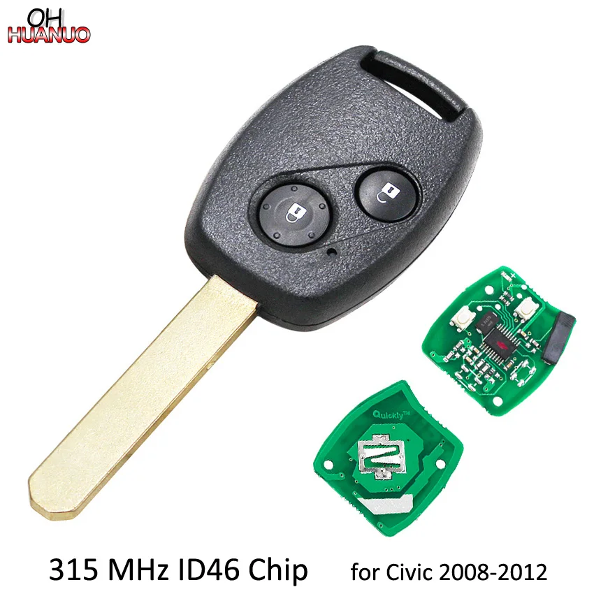 2-Buttons-Remote-Key-Fob-315MHz-With-ID46-Chip-for-Honda-Civic-2008 ...