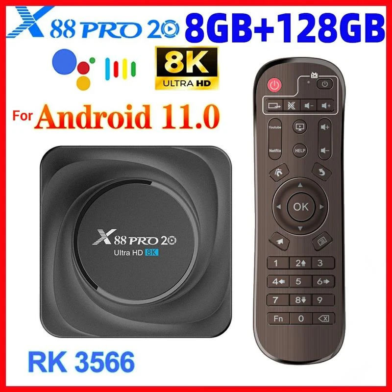 신제품 X88 프로 20 RK3566 TV 박스 안드로이드 11 32G/64GB/128GB HD 재생 와이파이 10/100M/1000M, 스마트 티비 박스 8K 셋톱박스 ...