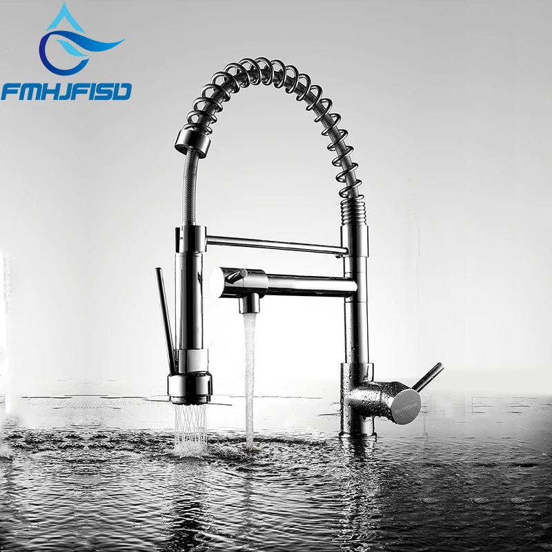 Chrome 360 Degree Rotation Kitchen Faucet Dual Sprayer Swivel Spout ...