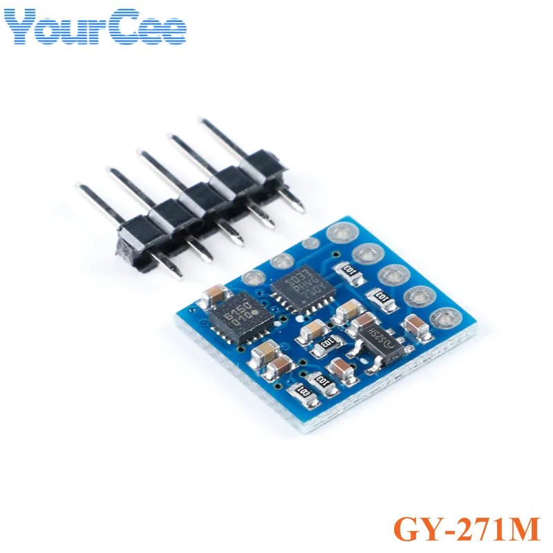 Gy 271 나침반 센서 모듈 Arduino용 전자 3 축 자기 필드 나침반 자력계 센서 Gy 271m반도체 집적회로