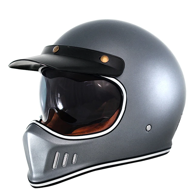 VOSS Fashion Vintage Cafe Racer Full Face Motorcycle Helmet, 44% OFF