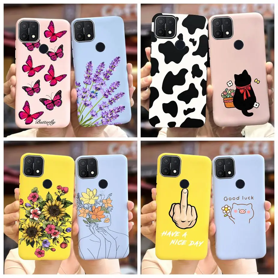 For Oppo A15 A15s Case CPH2185 New Fashion Candy Painted Cover Phone ...