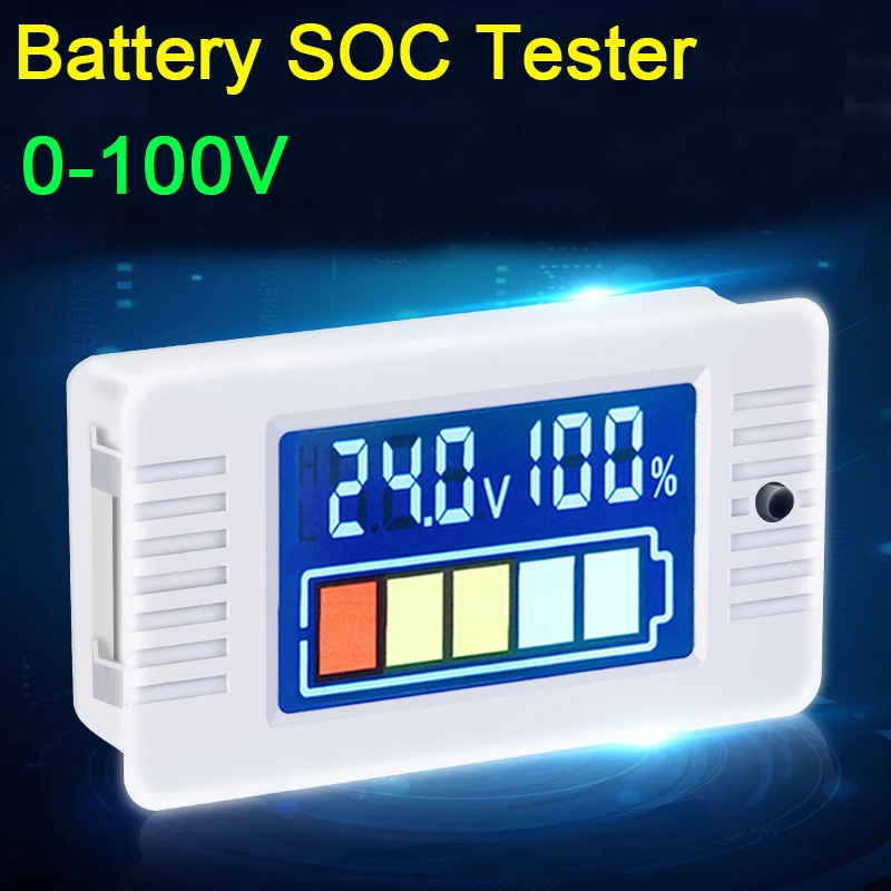 0-100v Battery Soc Meter Digital Lcd Capacity Power Monitor Li-ion ...