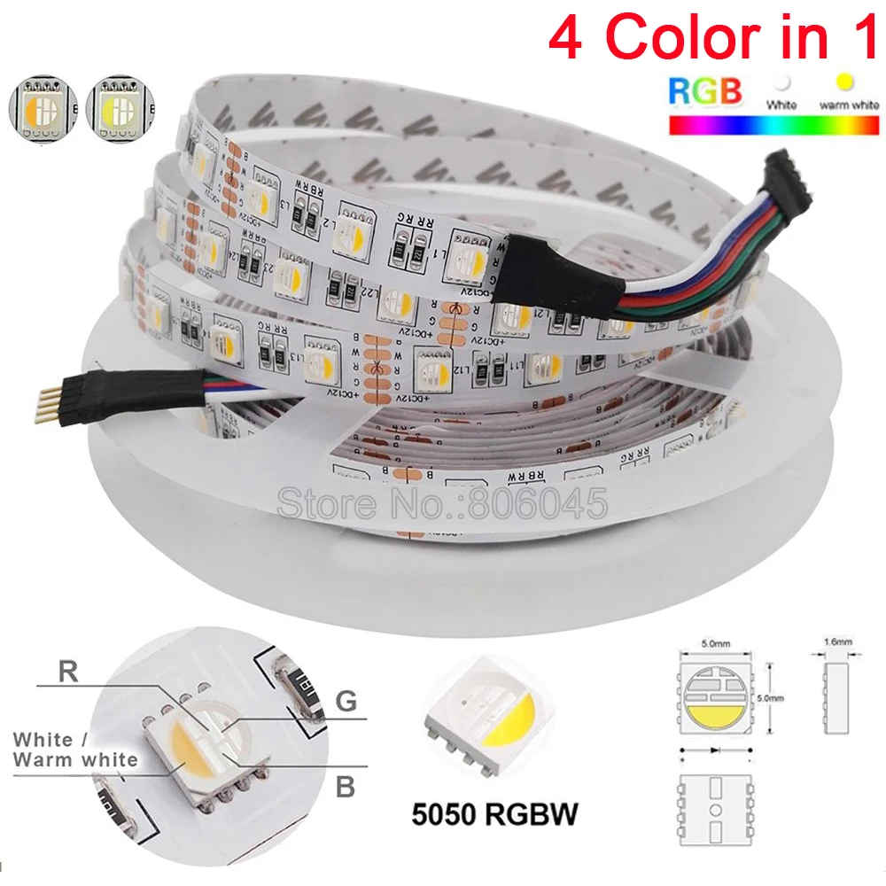 5m 12v 24v Smd 5050 Rgbw Rgbww Led Strip Rgb White Rgb Warm White 4 ...