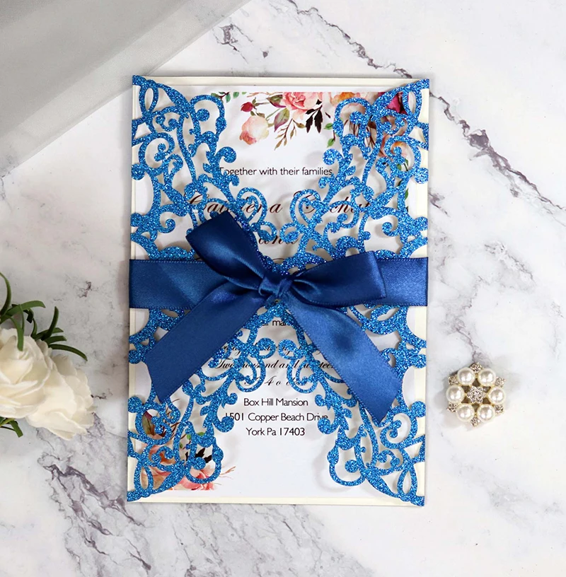 Faire-part - invitation,10 pièces paillettes Invitations de Mariage ...