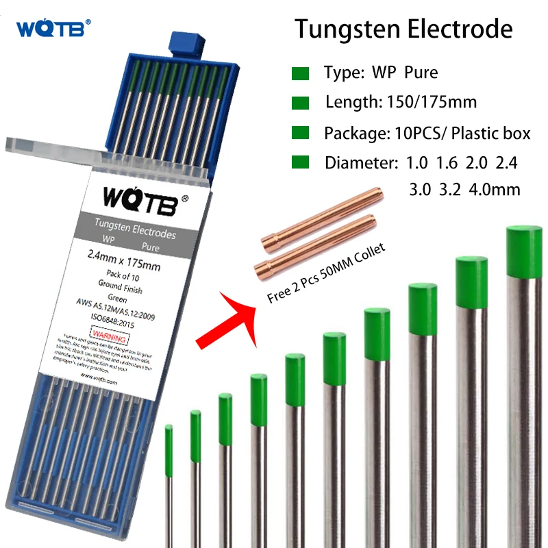 WP Pure tungsten electrodes 1.0 1.6 2.0 2.4 3.0 3.2 4.0mm aluminum ...