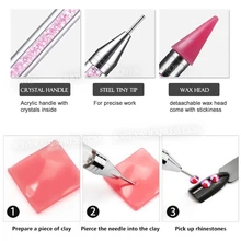 1set/lot quality Crystal Pen picking up Rhinestones Gems Sticky Wax ...