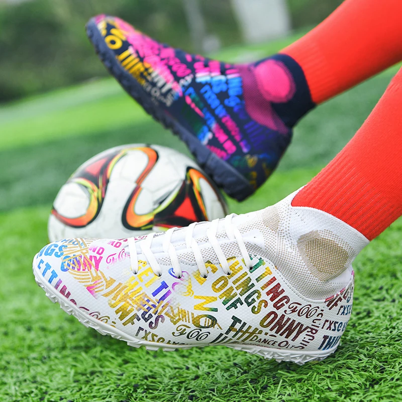 Cleats Soccer Shoes Men Tf Hightop Football Boots For Kids