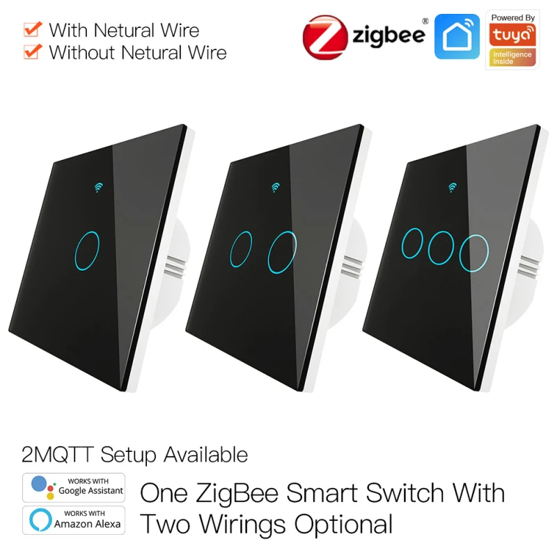 ZigBee Smart Light Switch Smart Home 1/2/3 Gang EU Smart Switch With ...