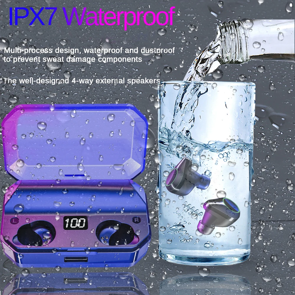 QCR T9 TWS наушники 9D стерео Bluetooth 5,0 беспроводные наушники IPX7 ...