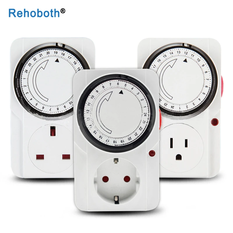 24 Hour Cycle Eu Au Us Timer Plug Socket Outlet Electrical Mechanical Smart Timer Switch 22a 15 ...