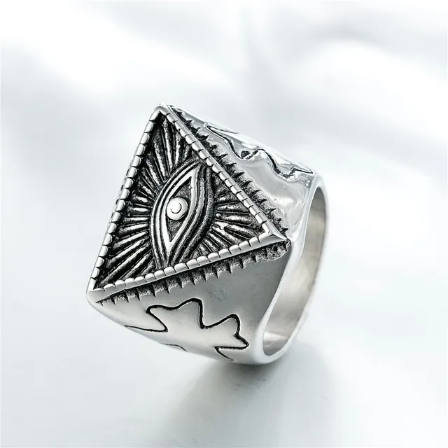 Vintage Egyptian The Eye of Horus Ring Men Stainless Steel Freemason ...