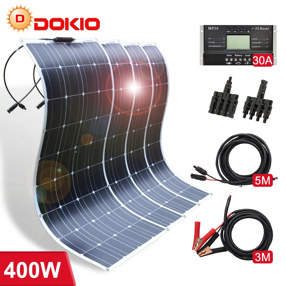 Dokio 12v 100w 200w 400w Flexible Solar Panel For Car/boat/ Home ...