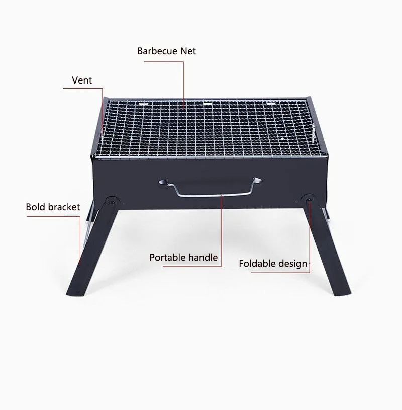 Grille de barbecue pliante portable en acier inoxydable gril à charbon ...