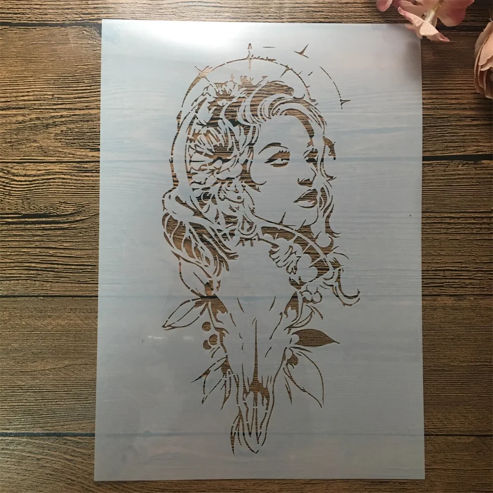 A4 29cm Mandala Lady Livestock Diy Layering Stencils Wall Painting ...