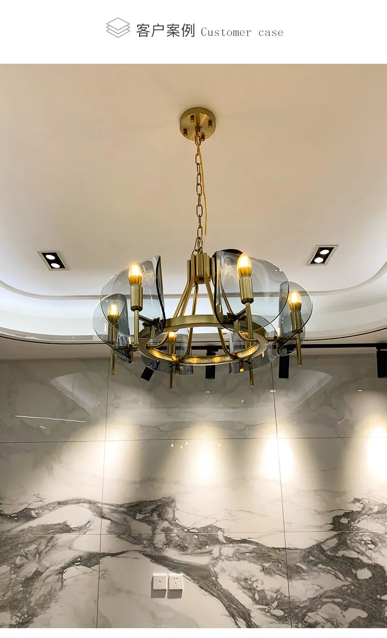 Lustre Modern Chandelier Lighting Designer Glass Metal Suspension Lumi ...