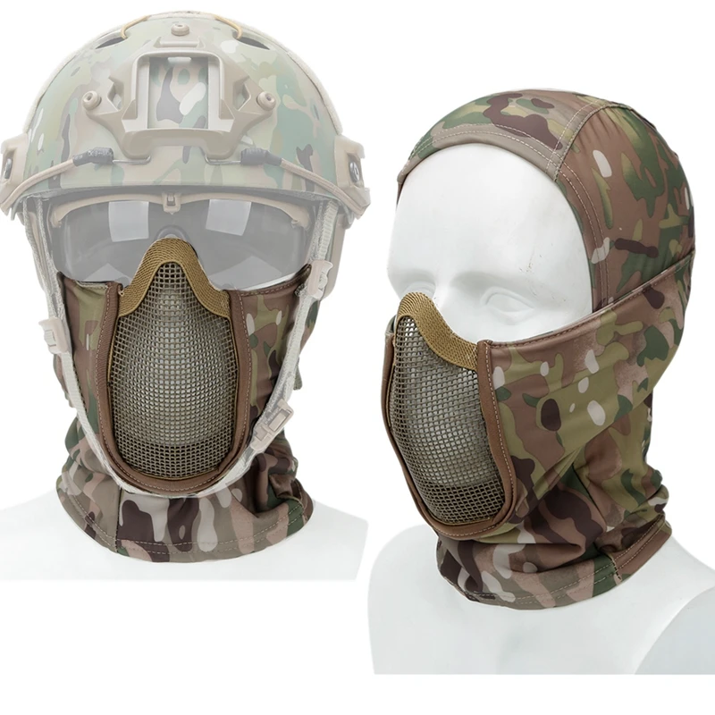 Hunting Mask Headgear Military Combat Balaclava Cap Tactical Half Face ...