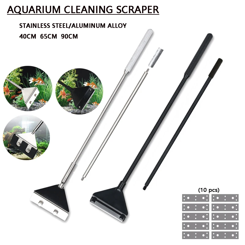 Aquarium Stainless Steel Fish Tank Algae Removal Scraper Blade Aquatic ...