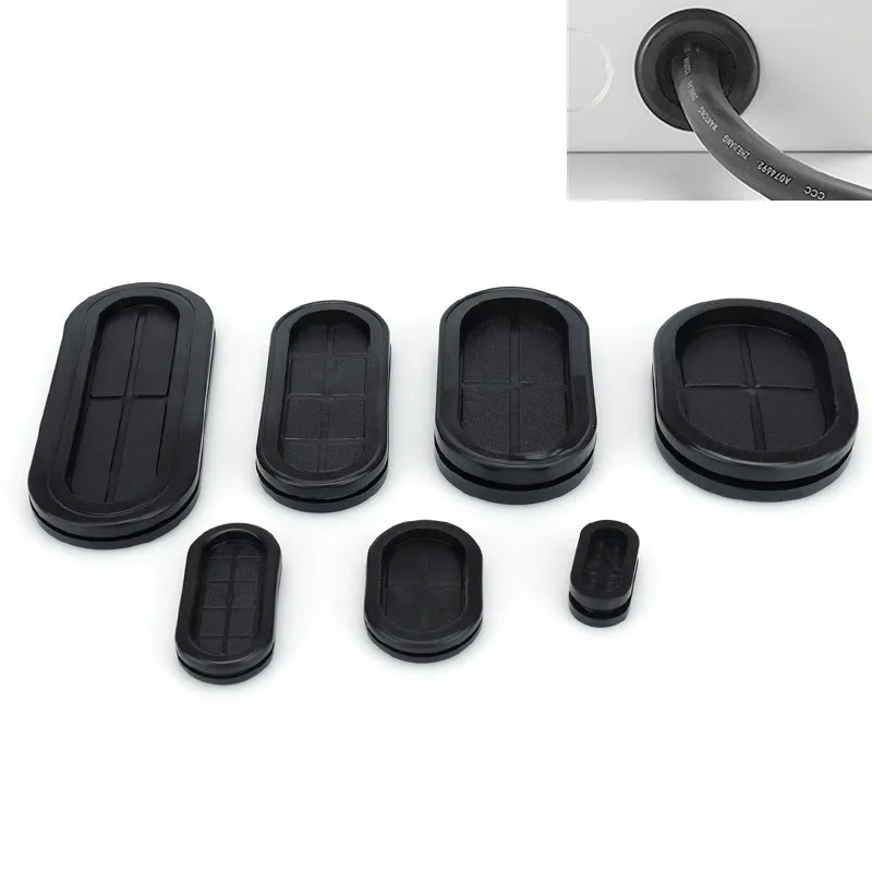 10pc Black Oval rubber wire grommet 25mm Groove gasket sheet Electric ...