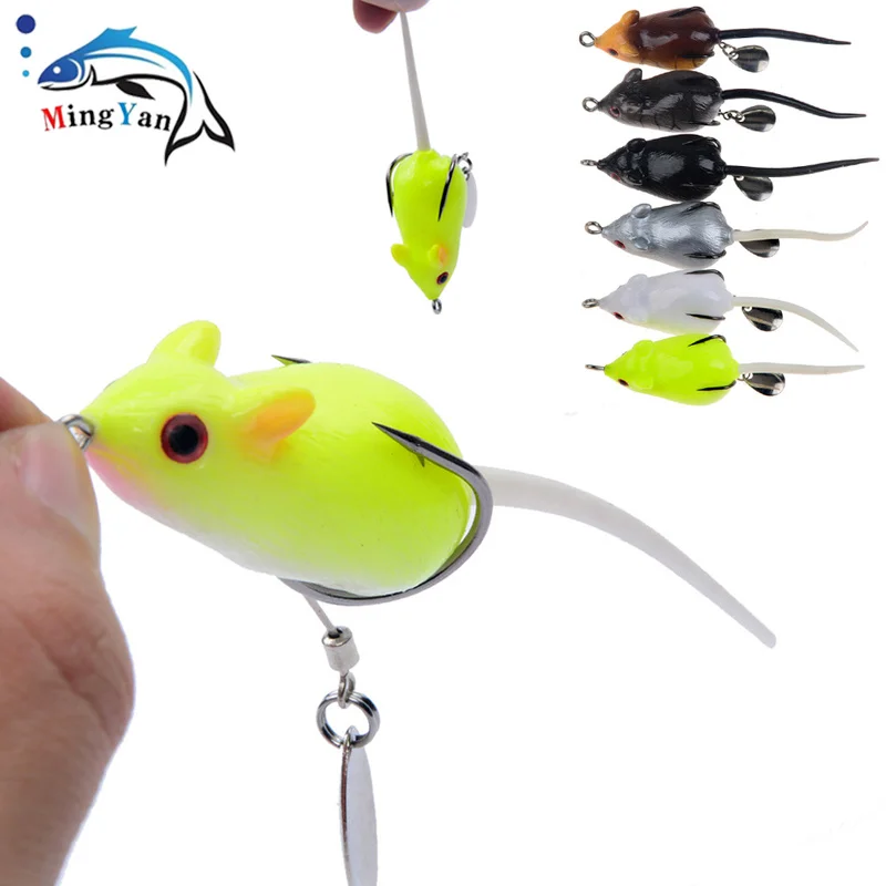 1Pcs/lot Topwater Soft Mouse Bait Fishing Lure 5.5cm 10.5g Floating 3D ...