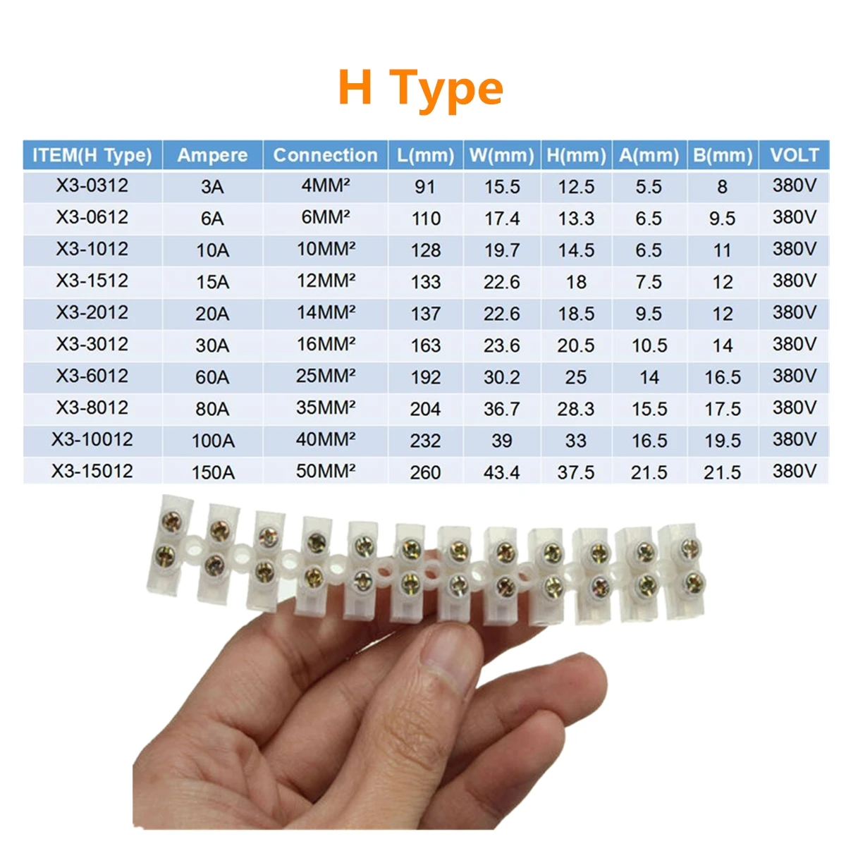 1pcs U H Type 12 Position Plastic Barrier Terminal Strip Block Barrier ...
