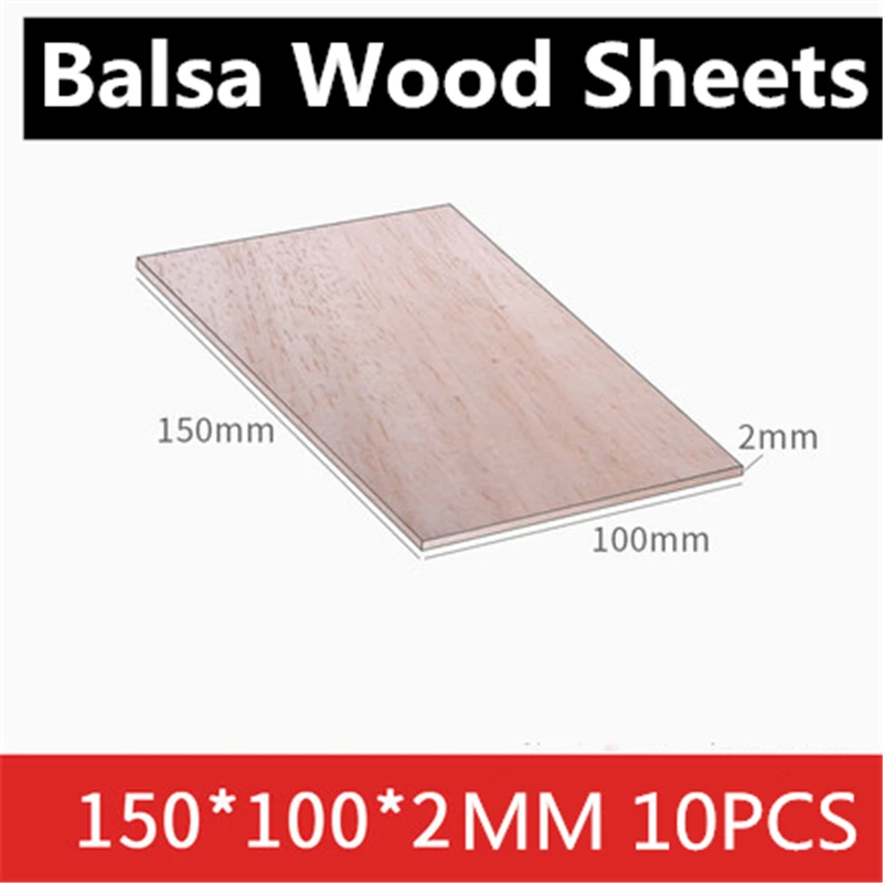 Placa de madeira balsa de madeira 10 peças, 150mm * 100mm * 2mm, modelo ...