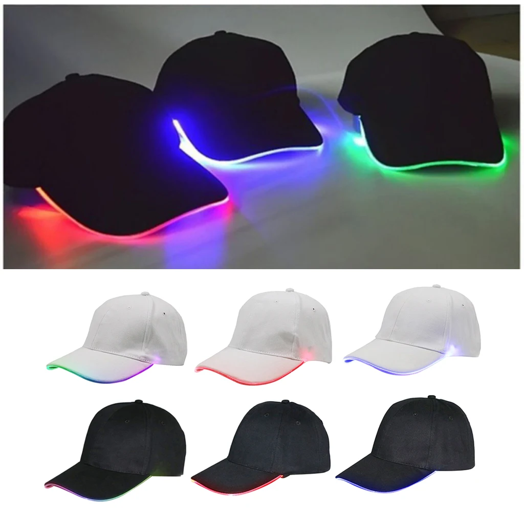 Fashion Ultra Bright LED Baseball Cap Optical Fiber Glowing Hat Hip-Hop ...