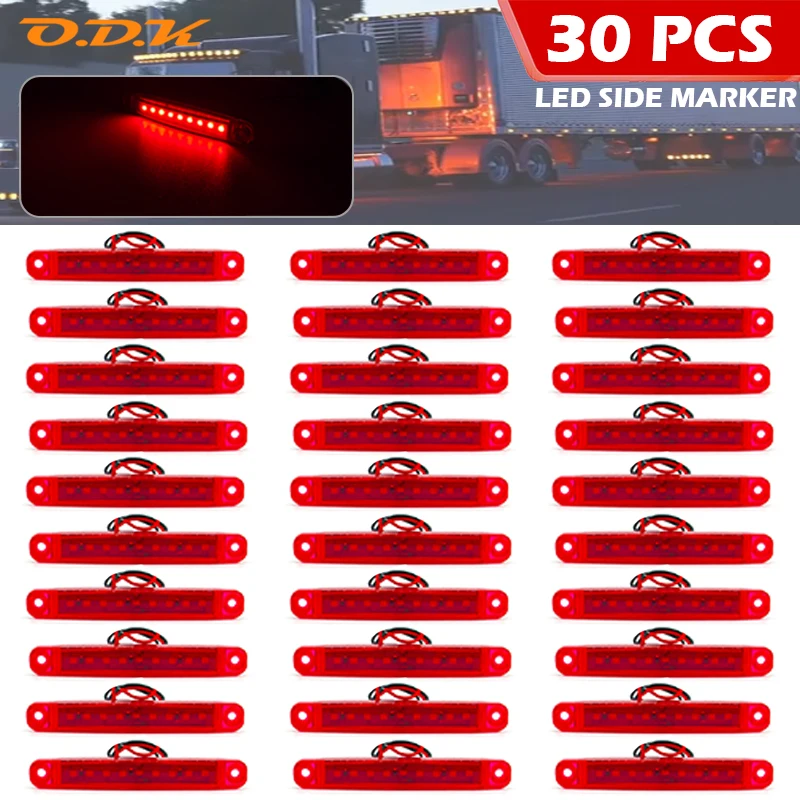 30pcs 9 LED Side Marker Brake Indicator Lamp Warning Light Clearance ...