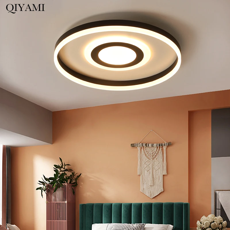 Black rectangel shape Modern LED Ceiling lights for living room bed ...