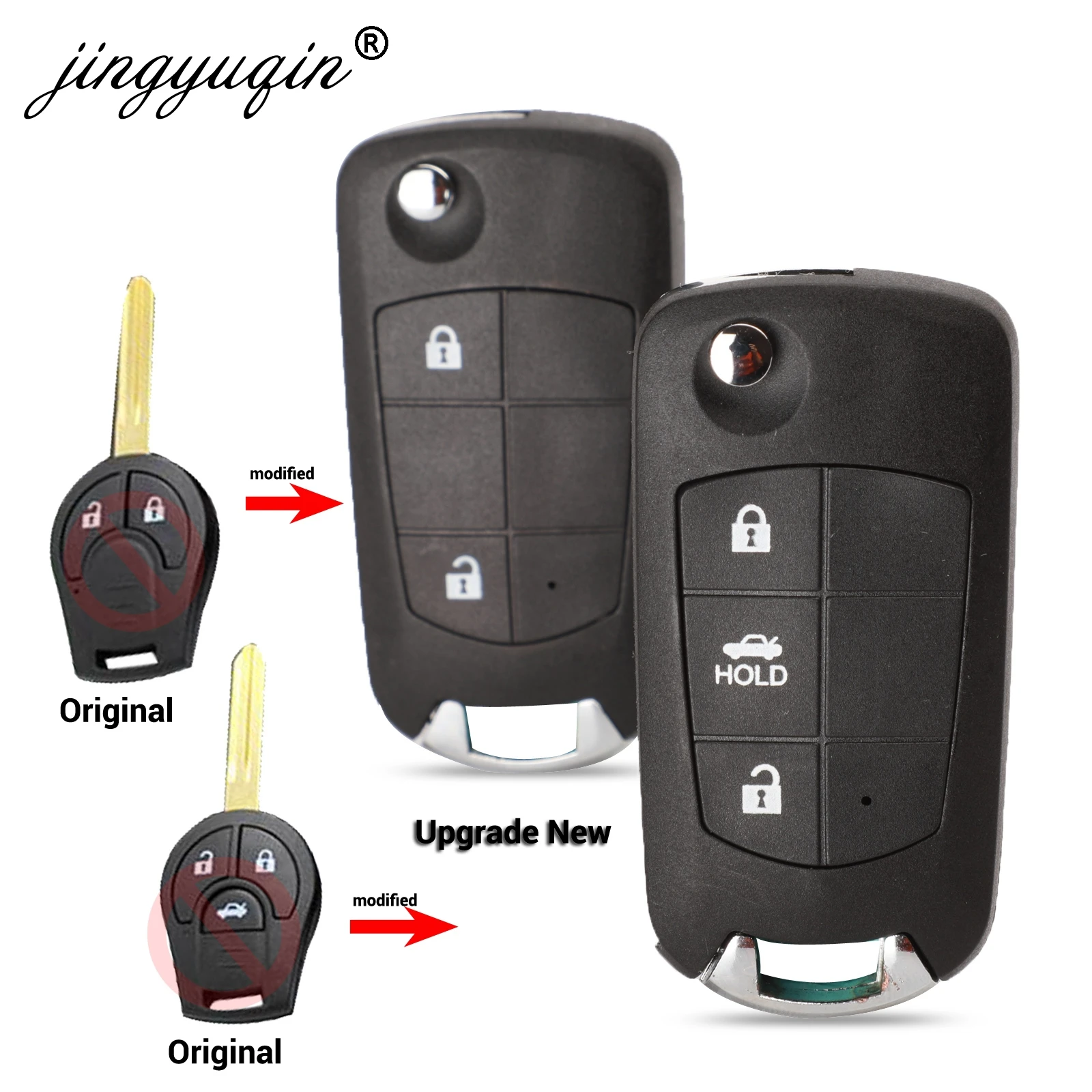 Jingyuqin 10p Remote Flip Folding Key Shell Case Fob For Nissan Juke ...