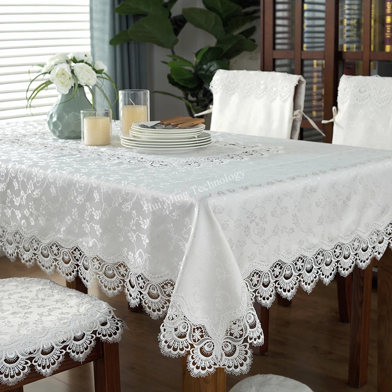 Nappe blanche brodée de luxe d'europe, couvre table à manger, tissu ...